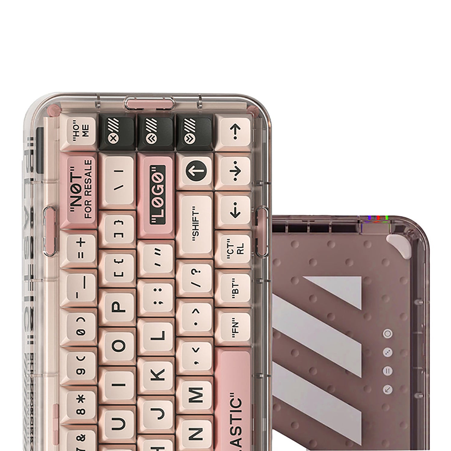 MelGeek Mojo68 Christian Pink Transparent Mechanical Keyboard